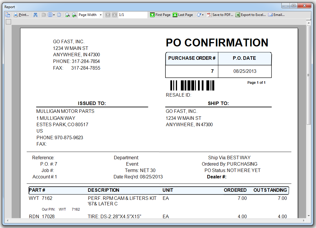 O - Outstanding PO Confirmation